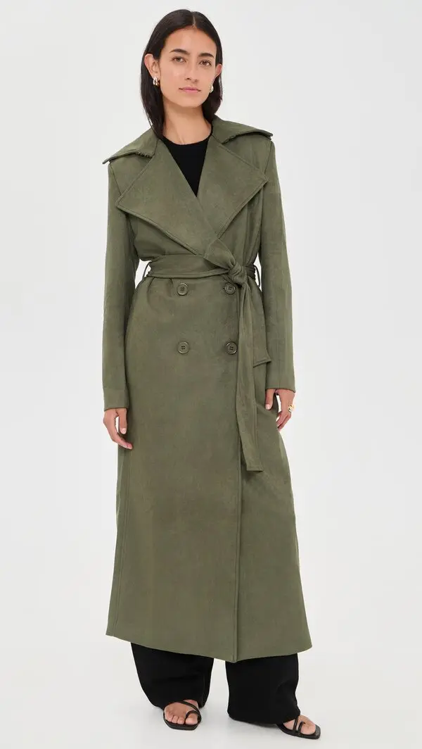 Bardot Kira Faux Suede Trench Coat