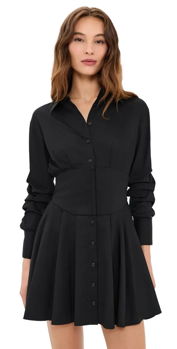 Alice + Olivia Edie Corset Button-down Mini Dress - Black