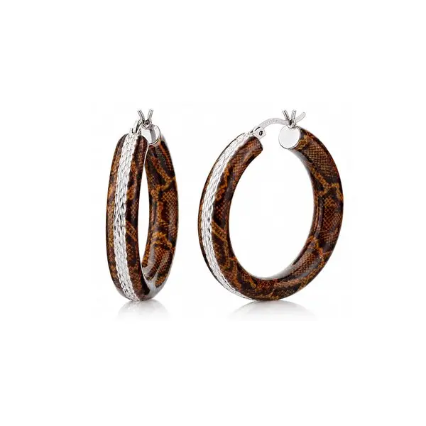 GOLD & HONEY Diamond Cut Hoop Earrings - Brown/silver