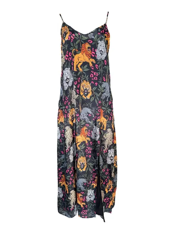ANY OLD IRON Big Cats Maxi Dress - Green/black