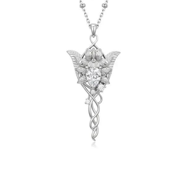 AZURA JEWELRY NEW YORK Evenfall Star White Topaz Necklace In White Gold Vermeil - Silver