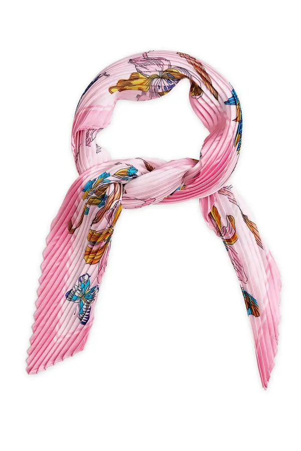 WILD COSMOS Cora Trellis Plissé Petit Scarf - Pink