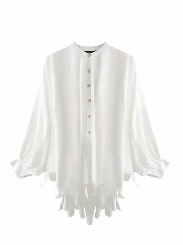 1964 Sestra Oversized Cotton Shirt With Drip Hem And Open Back