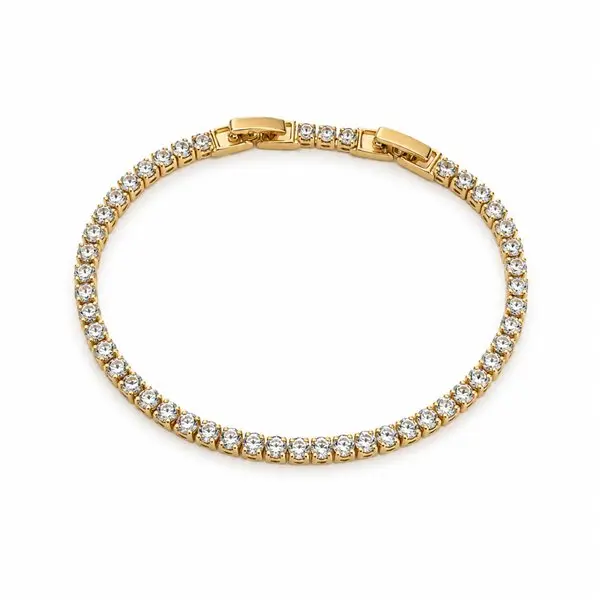 BY OZGE Plated Tennis Bracelet With Crystals