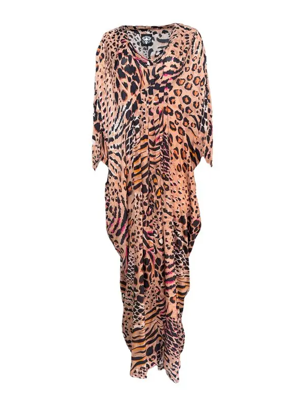 ANY OLD IRON Animal Print Kaftan - Orange/pink