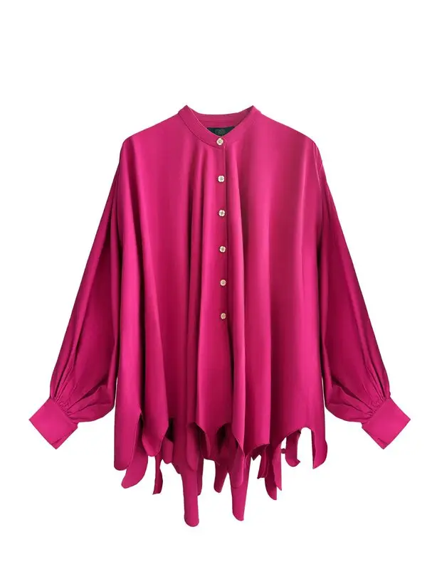 1964 Sestra Sculptural Cotton Shirt With Fringe Hem