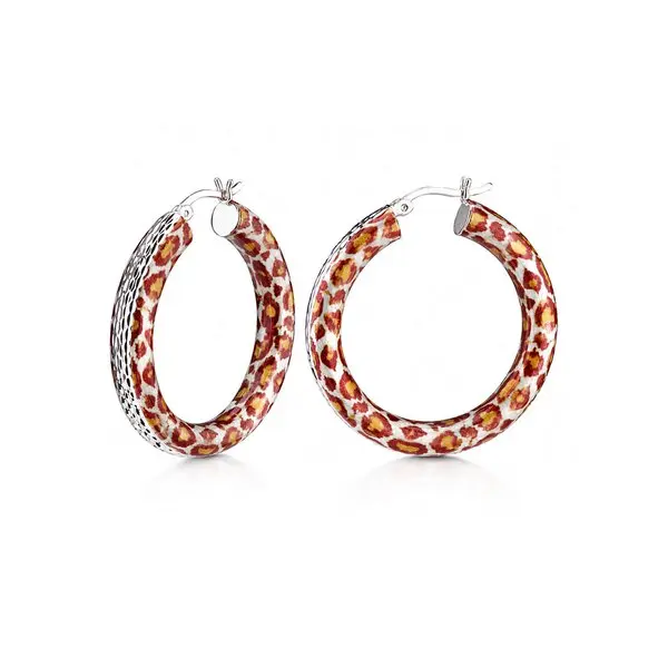 GOLD & HONEY Leopard Print Diamond Cut Hoop Earrings - Gold