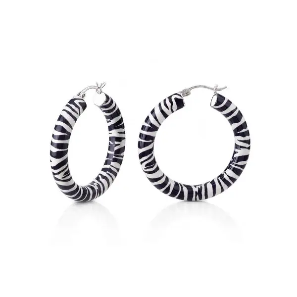 GOLD & HONEY Zebra Print Hoop Earrings