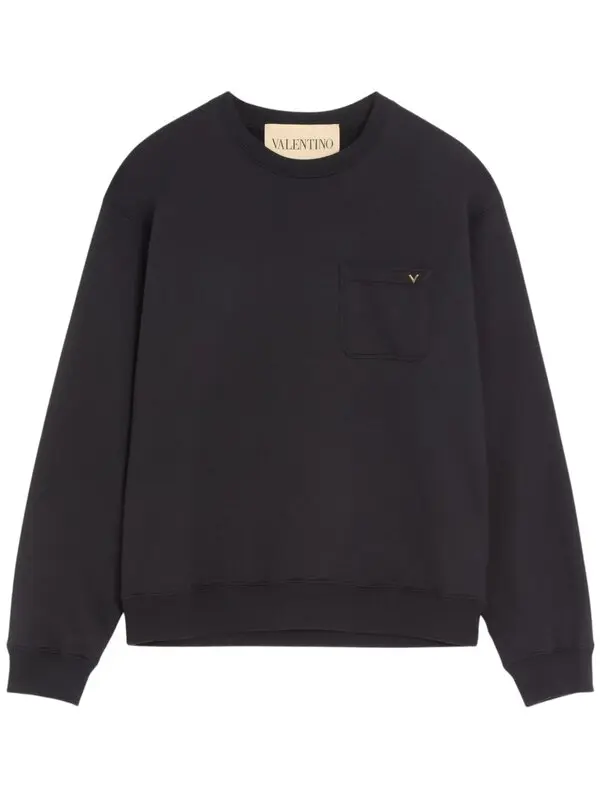 Valentino Garavani Cotton Sweatshirt With Vgold Detail - Black