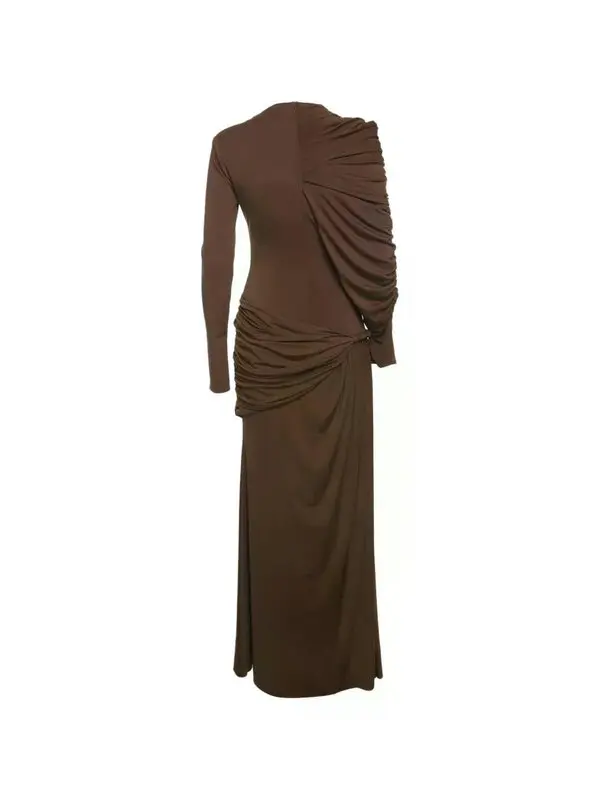 CHATS BY C.DAM Draped Long-sleeve Maxi Dress