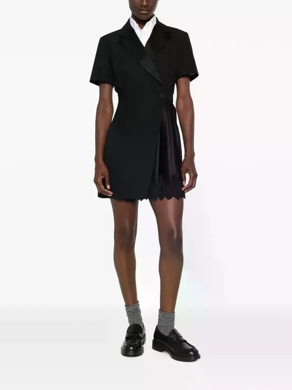 Sandro Pleated Lace-trim Mini Dress