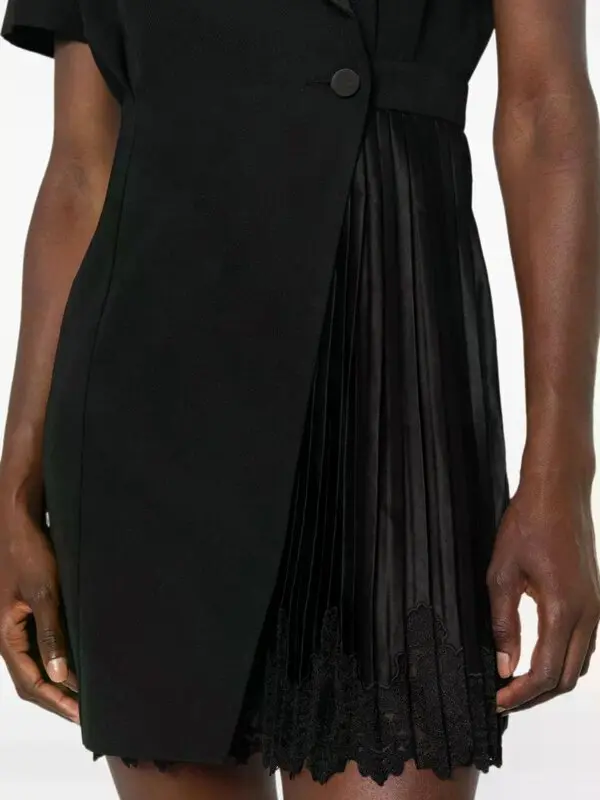 Sandro Pleated Lace-trim Mini Dress