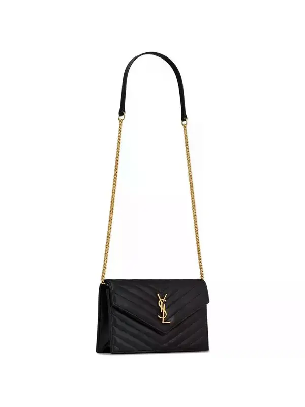 Saint Laurent Cassandre Quilted Leather Chain Wallet - Black