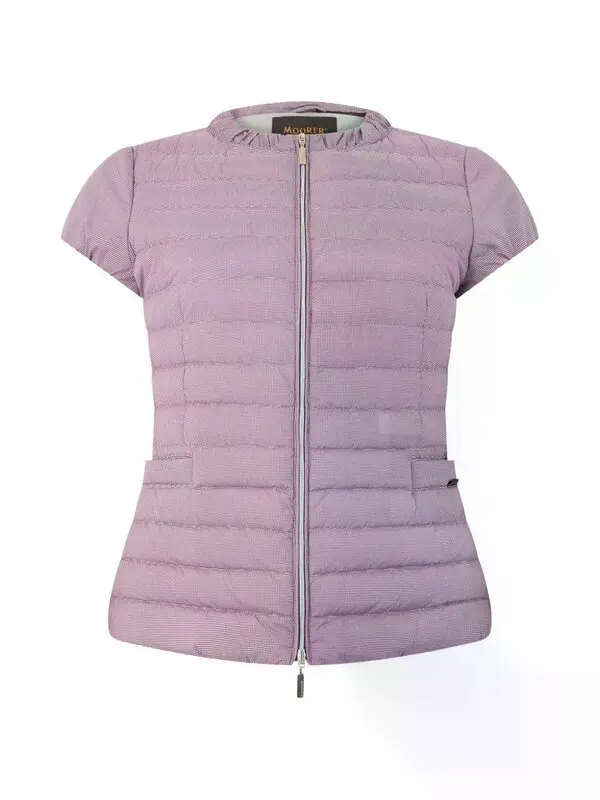 MOORER Short-sleeved Quilted Gingham Check Jacket
