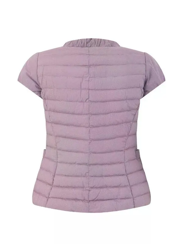MOORER Short-sleeved Quilted Gingham Check Jacket