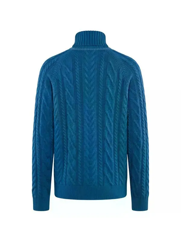 MOORER Cable-knit Roll-neck Sweater - Blue