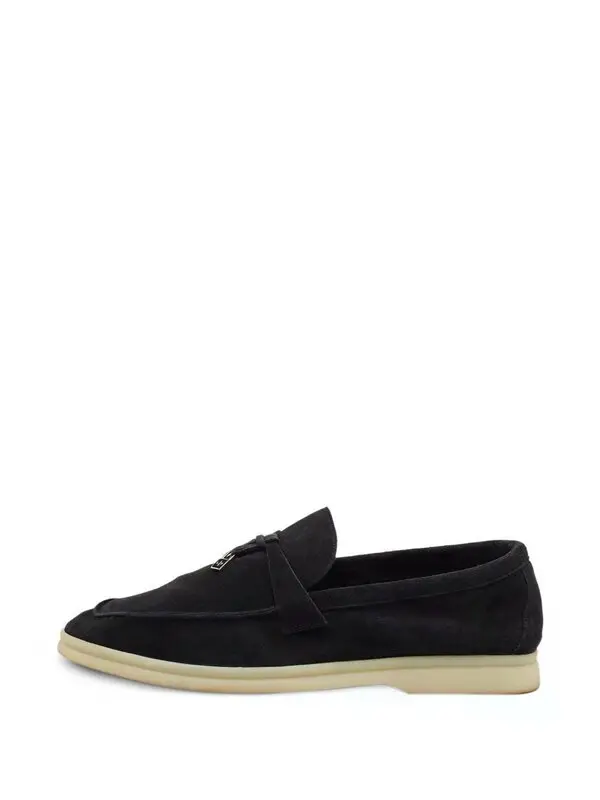 Loro Piana Summer Charms Walk Loafers Suede - Black