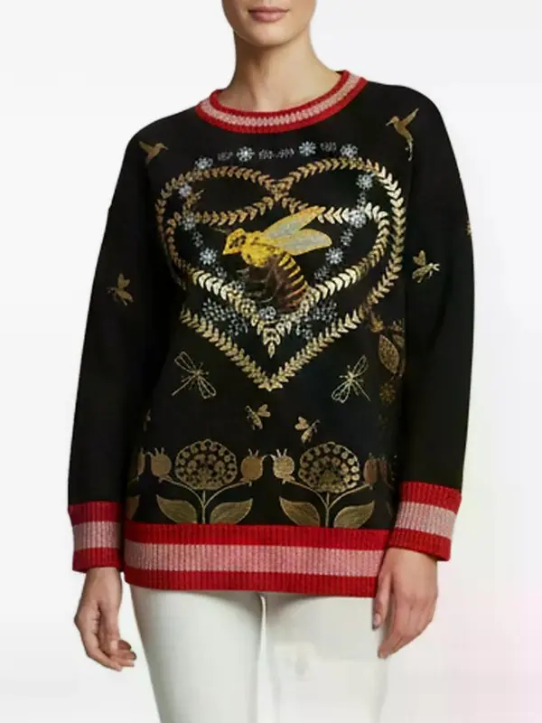 Gucci Embroidered Graphic Print Sweatshirt - Black