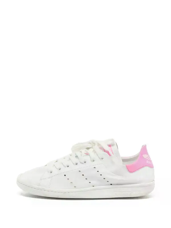 Balenciaga X Adidas Stan Smith Perforated Leather Lace-up Sneakers - White
