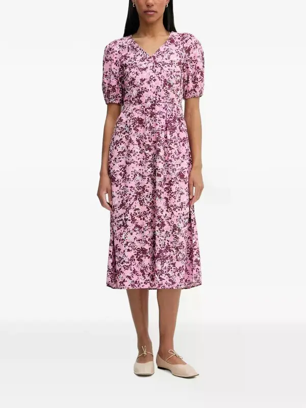 Marc O'polo Floral Print Puff Sleeve Midi Dress