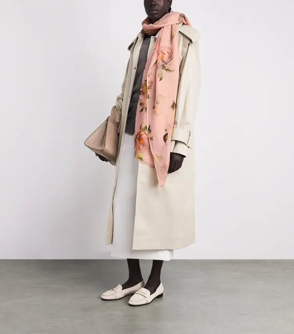 Harrods Wool Midnight Rose Scarf
