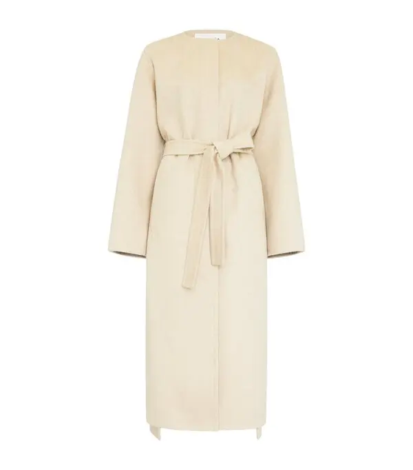 Alaïa Cashmere Collarless Coat With Belt