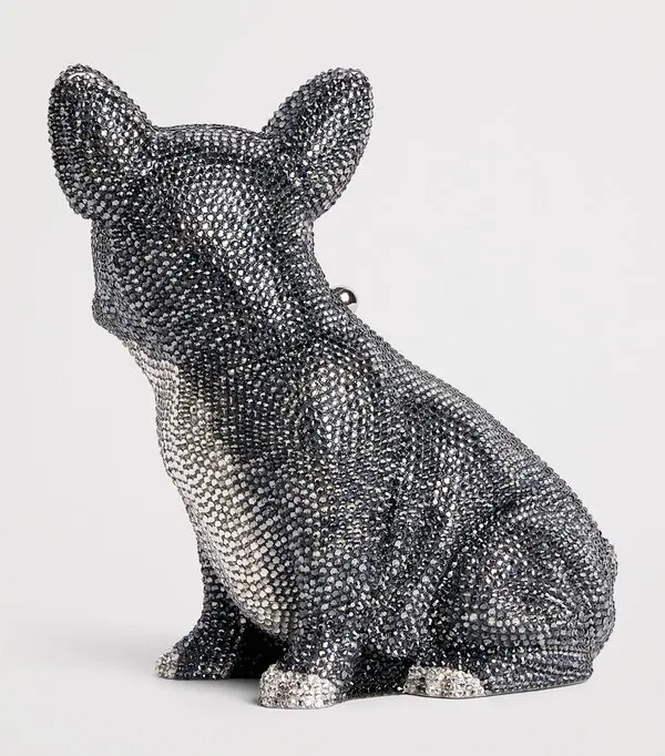 Judith Leiber Embellished French Bulldog Louie Clutch - Grey