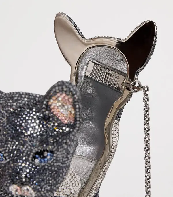 Judith Leiber Embellished French Bulldog Louie Clutch - Grey