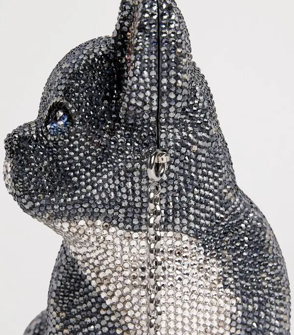Judith Leiber Embellished French Bulldog Louie Clutch - Grey