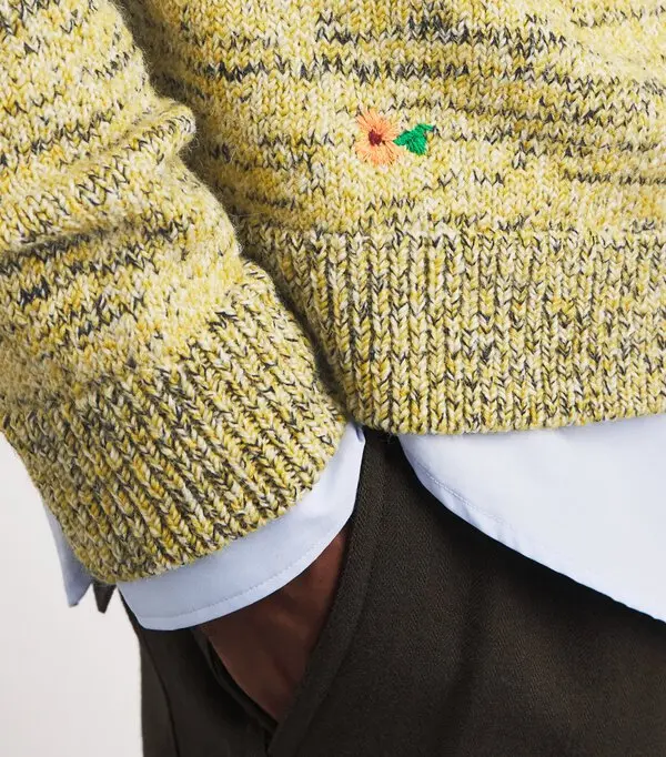 Dries Van Noten Wool-blend Floral Embroidered Sweater