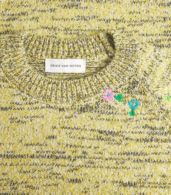 Dries Van Noten Wool-blend Floral Embroidered Sweater