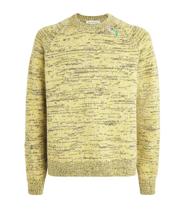 Dries Van Noten Wool-blend Floral Embroidered Sweater