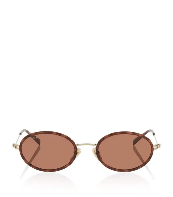 Gucci Tortoiseshell Oval Sunglasses - Brown