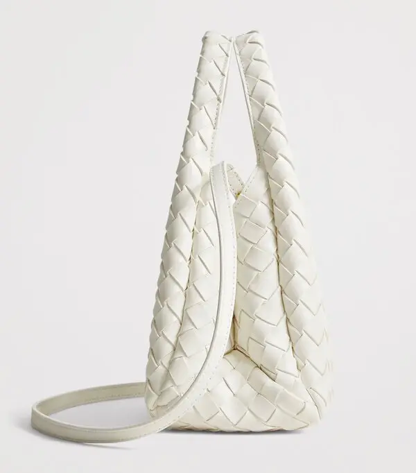 Bottega Veneta Baby Lambskin Campana Shoulder Bag - White