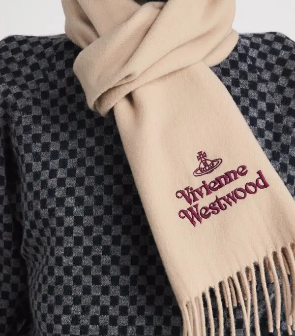 VIVIENNE WESTWOOD Wool Embroidered Logo Scarf
