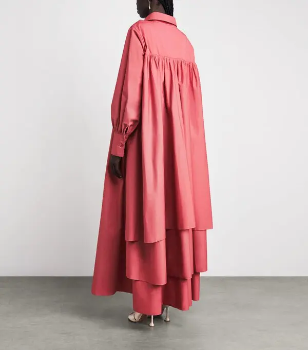 ABADIA Layered Volume Maxi Shirt Dress