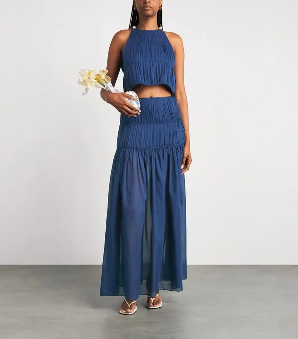 MORE NOIR Cotton-silk Maxi Skirt