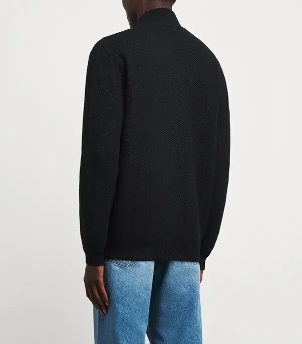 BRETT JOHNSON Virgin Wool Cable-knit Zip-up Cardigan