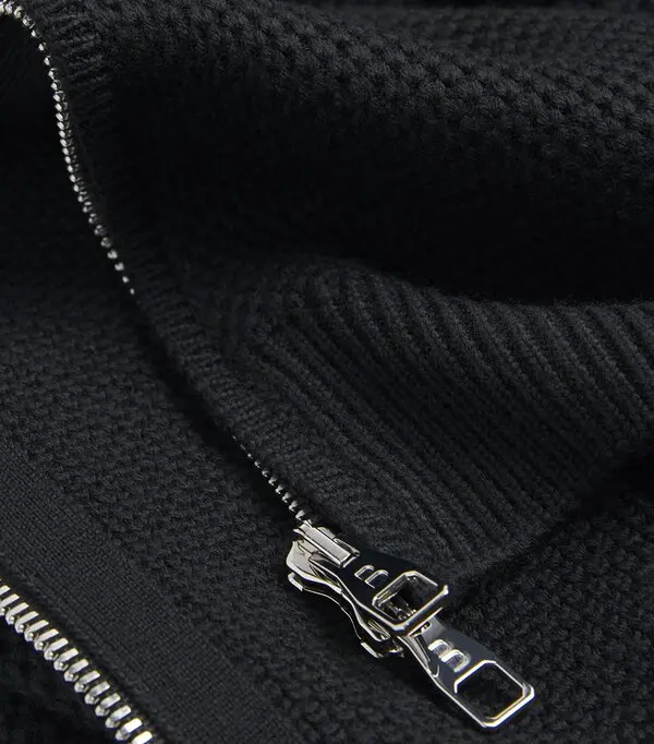 BRETT JOHNSON Virgin Wool Cable-knit Zip-up Cardigan
