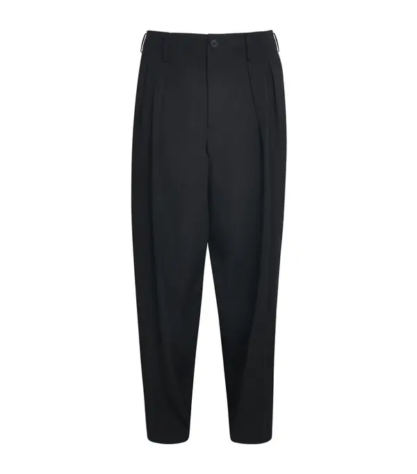 Yohji Yamamoto Wool Gabardine Pleated Trousers