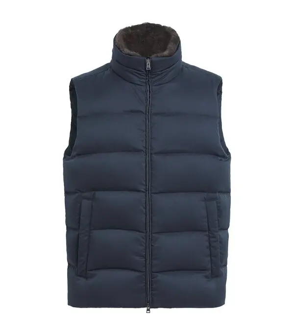 Herno Quilted Down Gilet With Faux Fur Collar