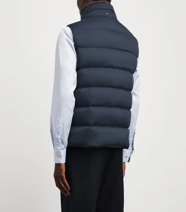 Herno Quilted Down Gilet With Faux Fur Collar