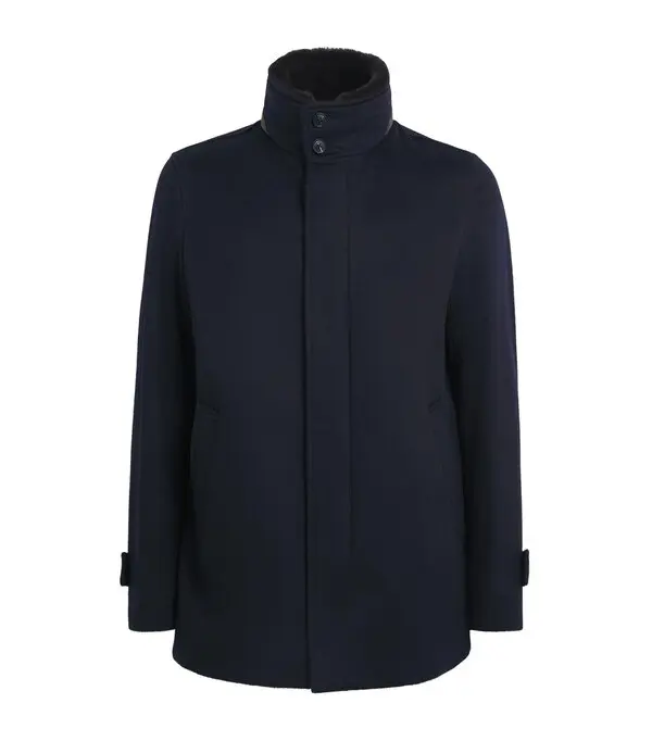 Herno Pure Cashmere Stand Collar Car Coat