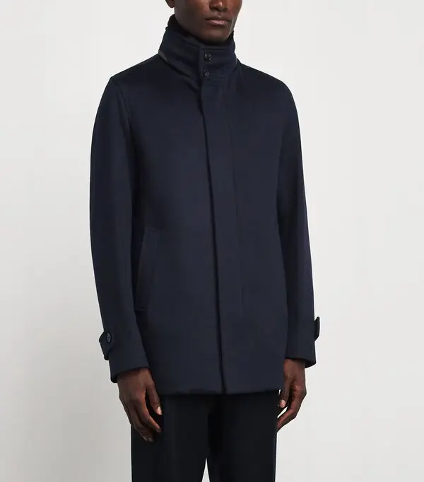 Herno Pure Cashmere Stand Collar Car Coat