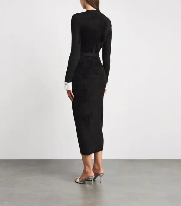SELF-PORTRAIT Chenille Midi Dress With Embellished Buttons