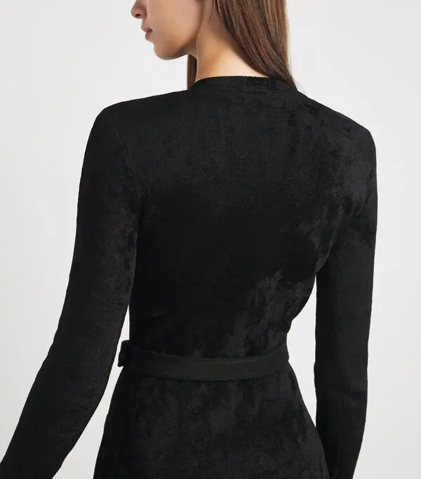 SELF-PORTRAIT Chenille Midi Dress With Embellished Buttons
