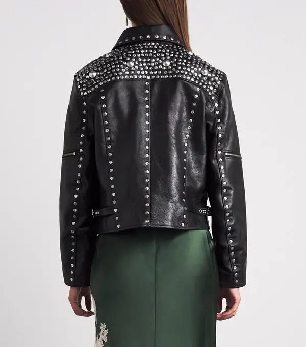 Polo Ralph Lauren Studded Moto Leather Jacket