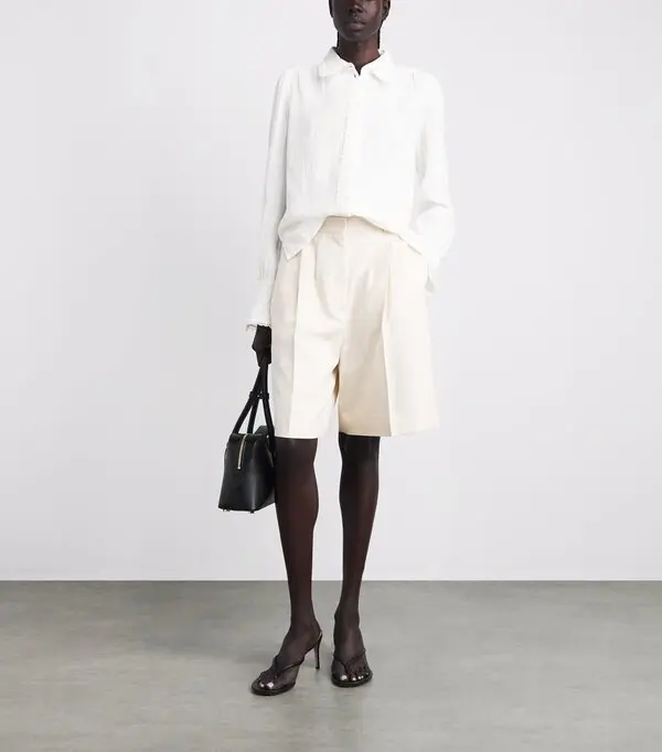 ME+EM Cotton Cheesecloth Lace-trim Blouse