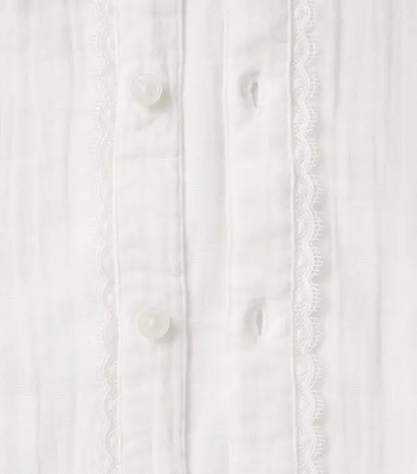 ME+EM Cotton Cheesecloth Lace-trim Blouse