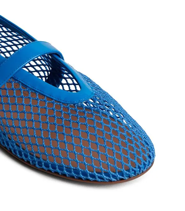 Alaïa Leather Mesh Ballet Flats - Blue